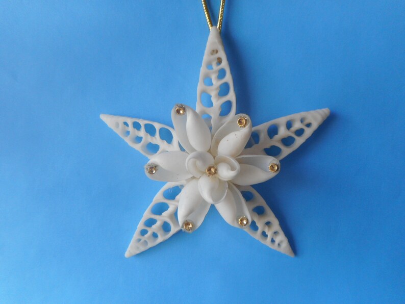 Sea Shell Cross and Flower Ornaments-coastal Ornament Coastal - Etsy