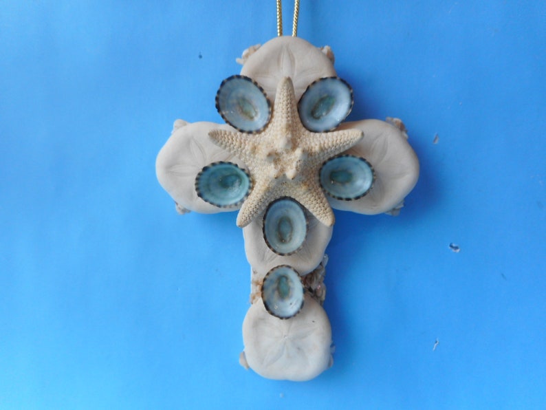 Cross Sea Shell Ornaments-coastal Ornament Coastal Christmas - Etsy