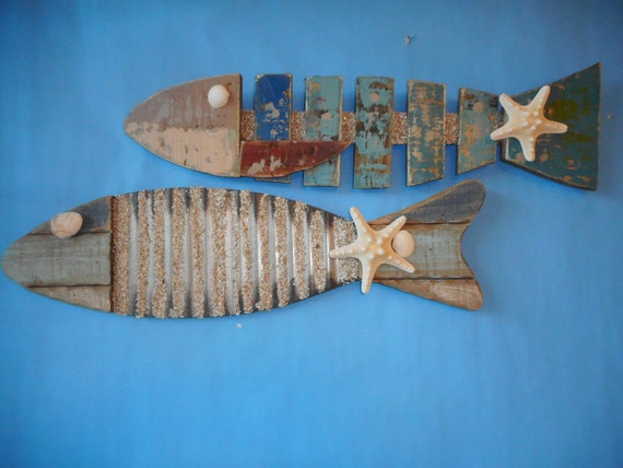 Wood Fish Wall Decor-Coastal Nautical Beach Wall Decor | Etsy