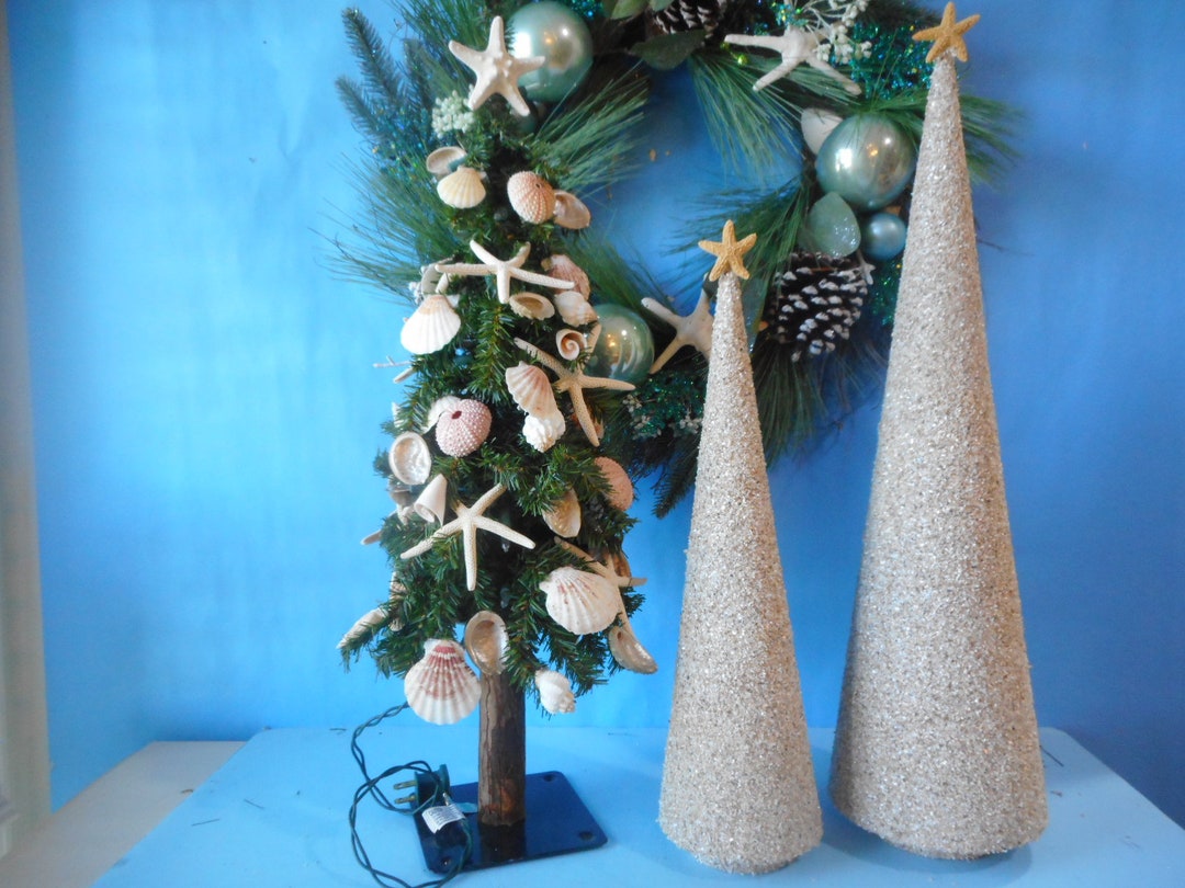 Large Beach Sand Sea Shell Christmas Trees-coastal Christmas Shell Tree ...