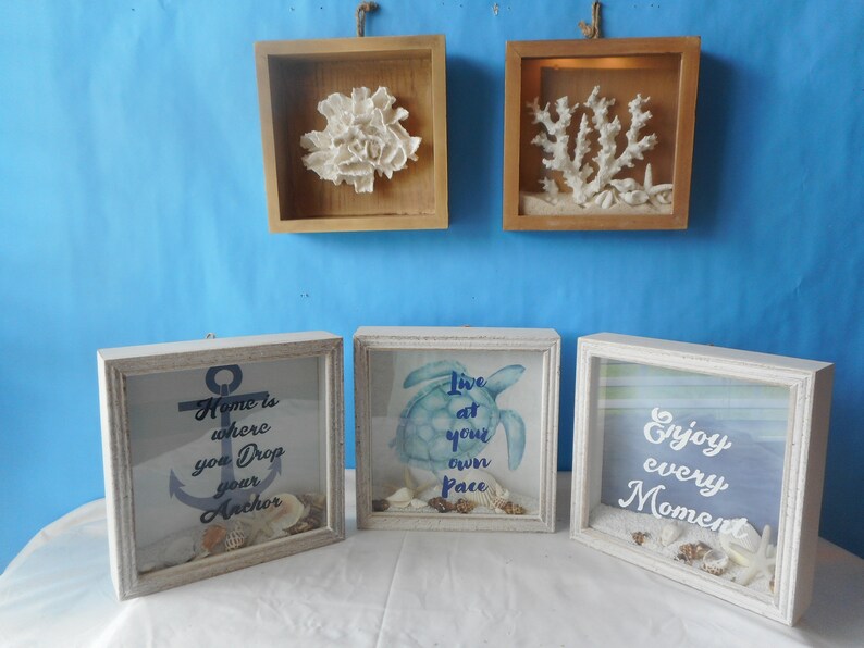 Coastal Seashell Shadow Boxes-beach Framed Wall Art-nautical - Etsy