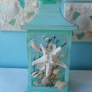 Coastal Beach House Nautical Seashell Lantern -seashell Arrangement - Etsy