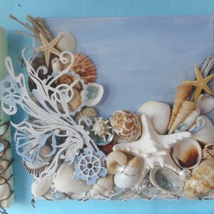 Beach Wall Hanging With Shells-sea Shell Wall Art-sea Shell Wall Plaque ...