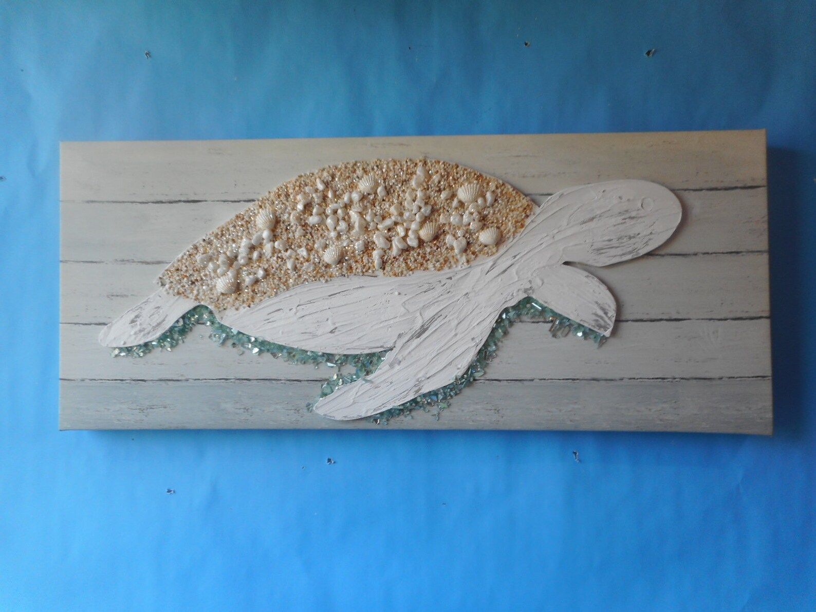 Turtle With Shells Canvas Wall Art Seashell Ocean - Etsy