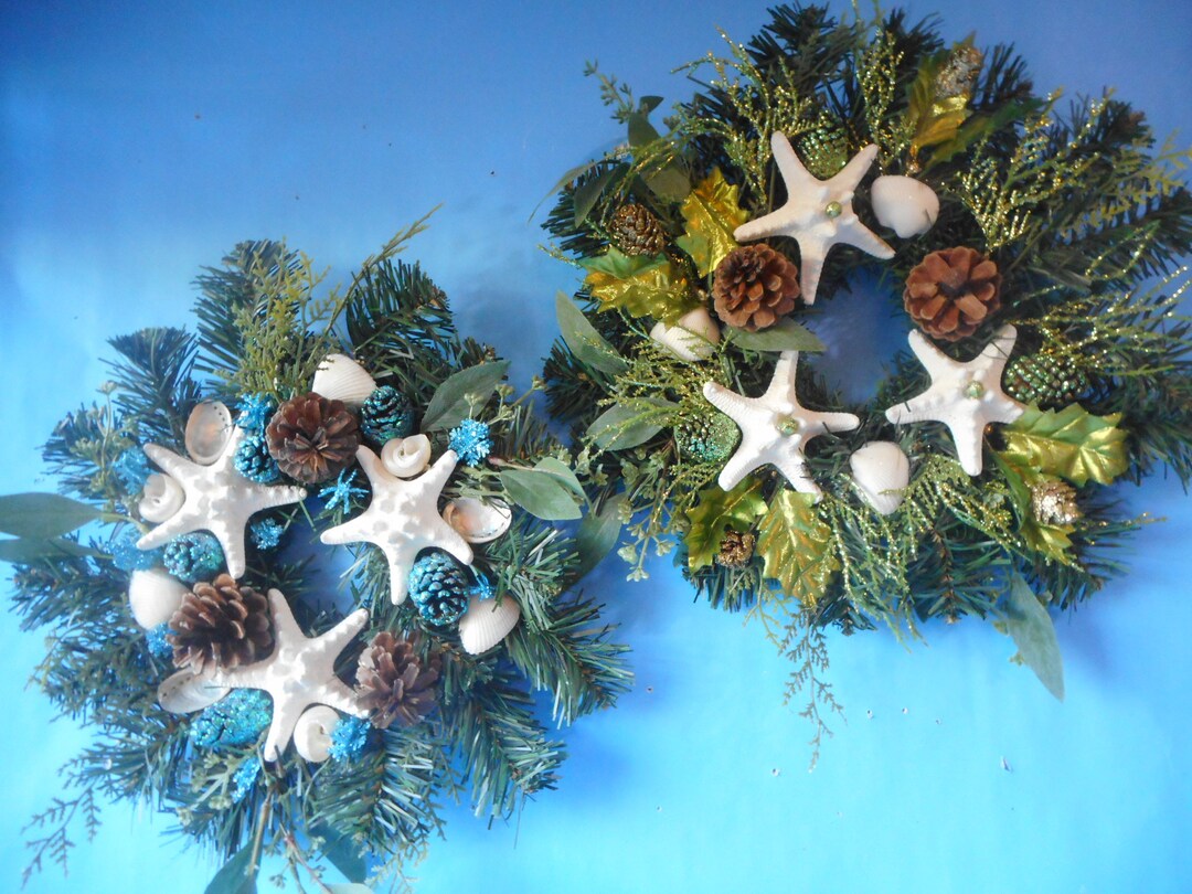 Holiday Seashell Wreath-coastal Christmas Wreath-beach Wreath-more ...