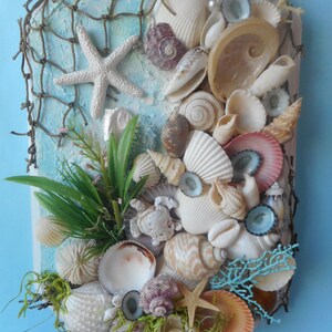 Beach Wall Hanging With Shells-sea Shell Wall Art-sea Shell Wall Plaque ...