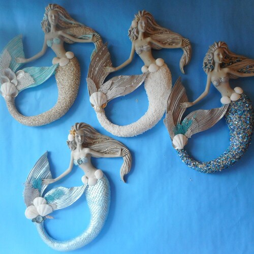Seashell Wall Mermaid-mermaid Art Sculpture Statue coastal - Etsy