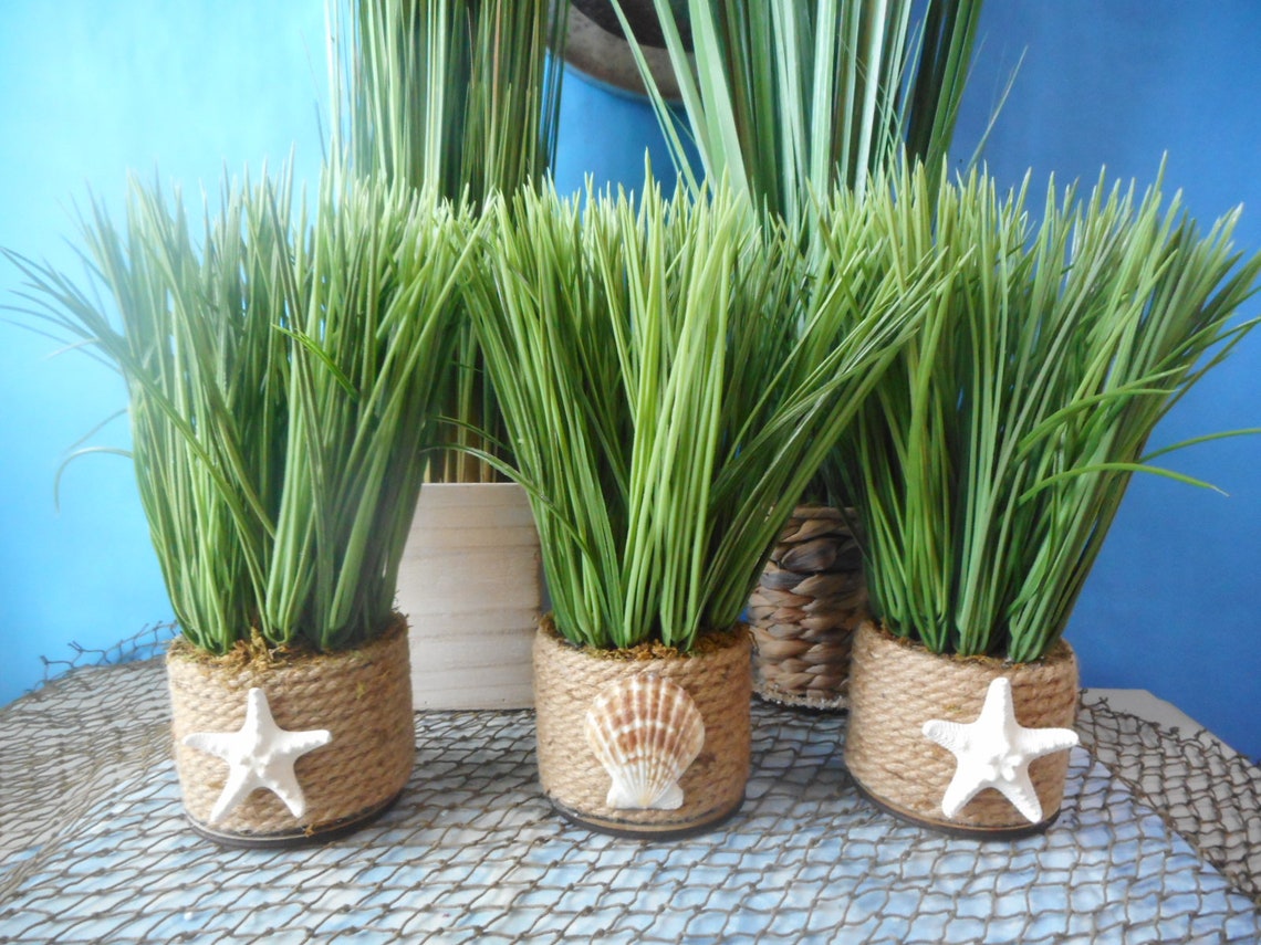 Artificial Sea Grass Starfish Arrangement Coastal Home Decor | Etsy