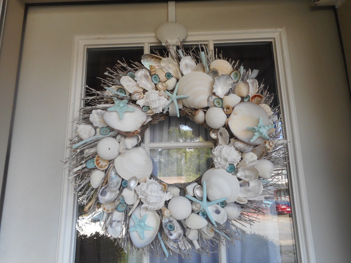 Seashell Summer Wreath-coastal Door Beach Wreathmore COLORS - Etsy