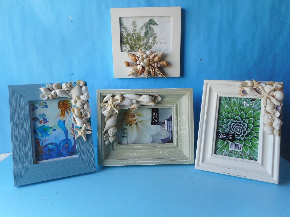 SeaShell Picture Frame-Beach Frame-Shell Photo Frame-Coastal | Etsy