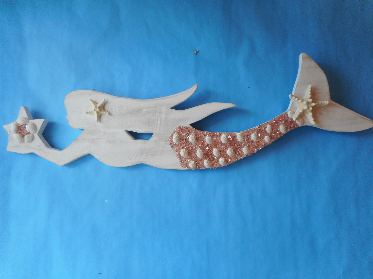 Swimming Mermaid With Shells Wood Wall Mermaid Decor-seashell | Etsy