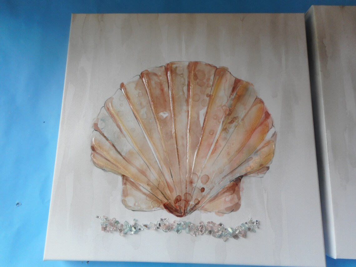 Seashell Beach Canvas Wall Art Coastal Nautical Beach Home - Etsy