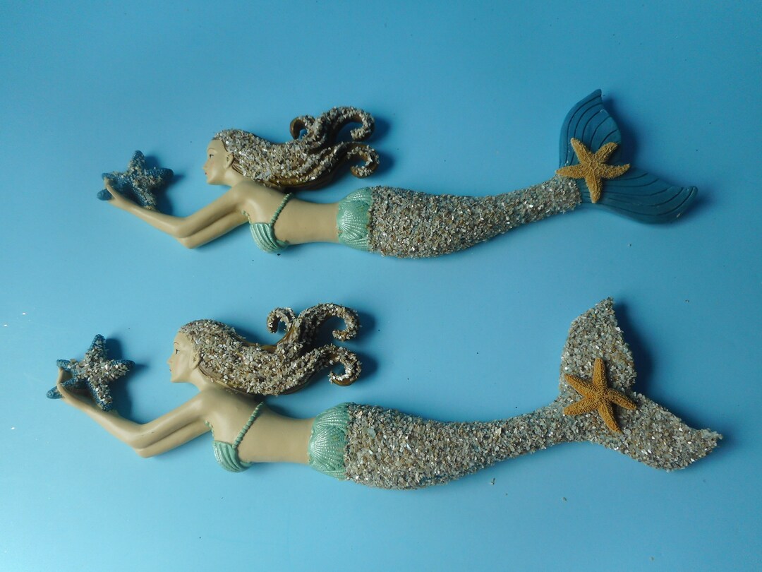 Sea Shell Wall Mermaid Coastal Nautical Home Decor-mermaid Art-mermaid ...