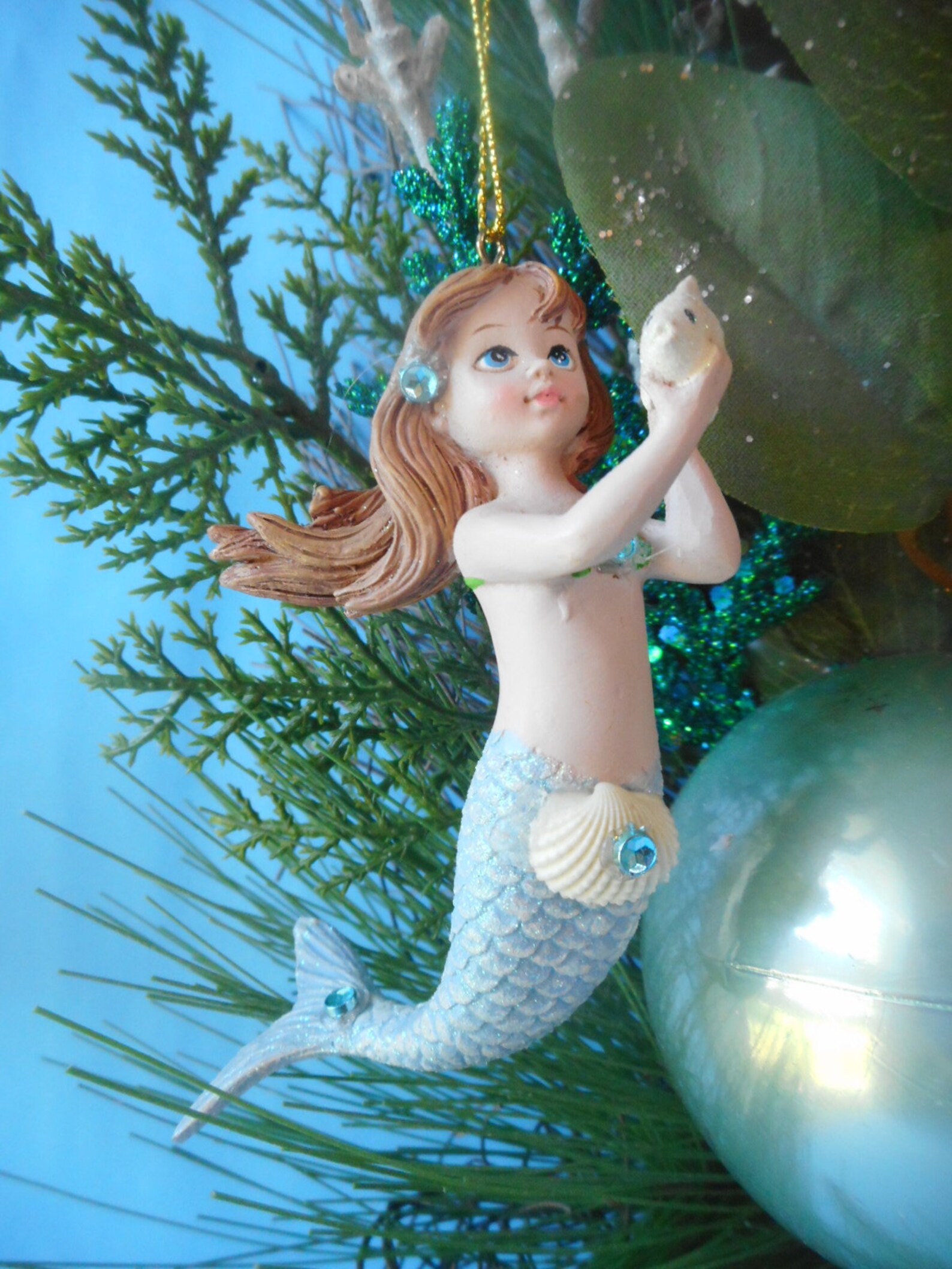 Mermaid Ornament-coastal Beach Ornament-coastal Christmas Home - Etsy