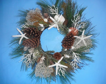 Sea Shell Christmas Wreath-sea Shell Tear Drop Swag-beach Christmas ...