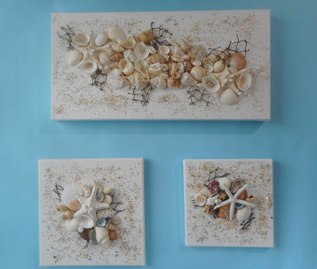 Seashell Beach Canvas Wall Art - Coastal Nautical Beach Home Decor - Etsy