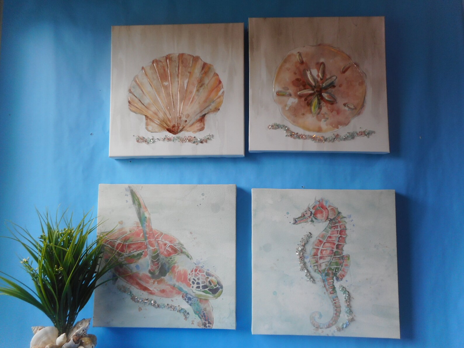 Seashell Beach Canvas Wall Art Coastal Nautical Beach Home - Etsy