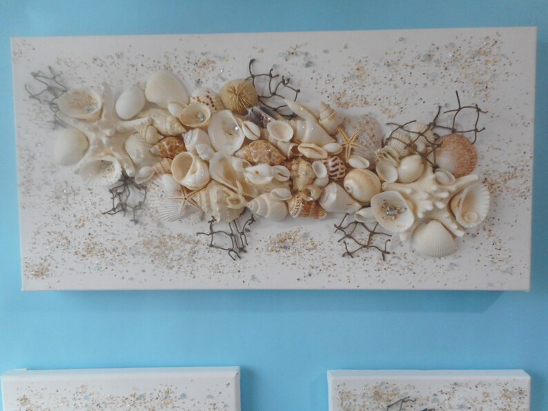 Seashell Beach Canvas Wall Art - Coastal Nautical Beach Home Decor - Etsy