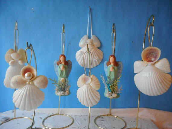 SeaShell Angel Ornaments Coastal Holiday Home Decor | Etsy