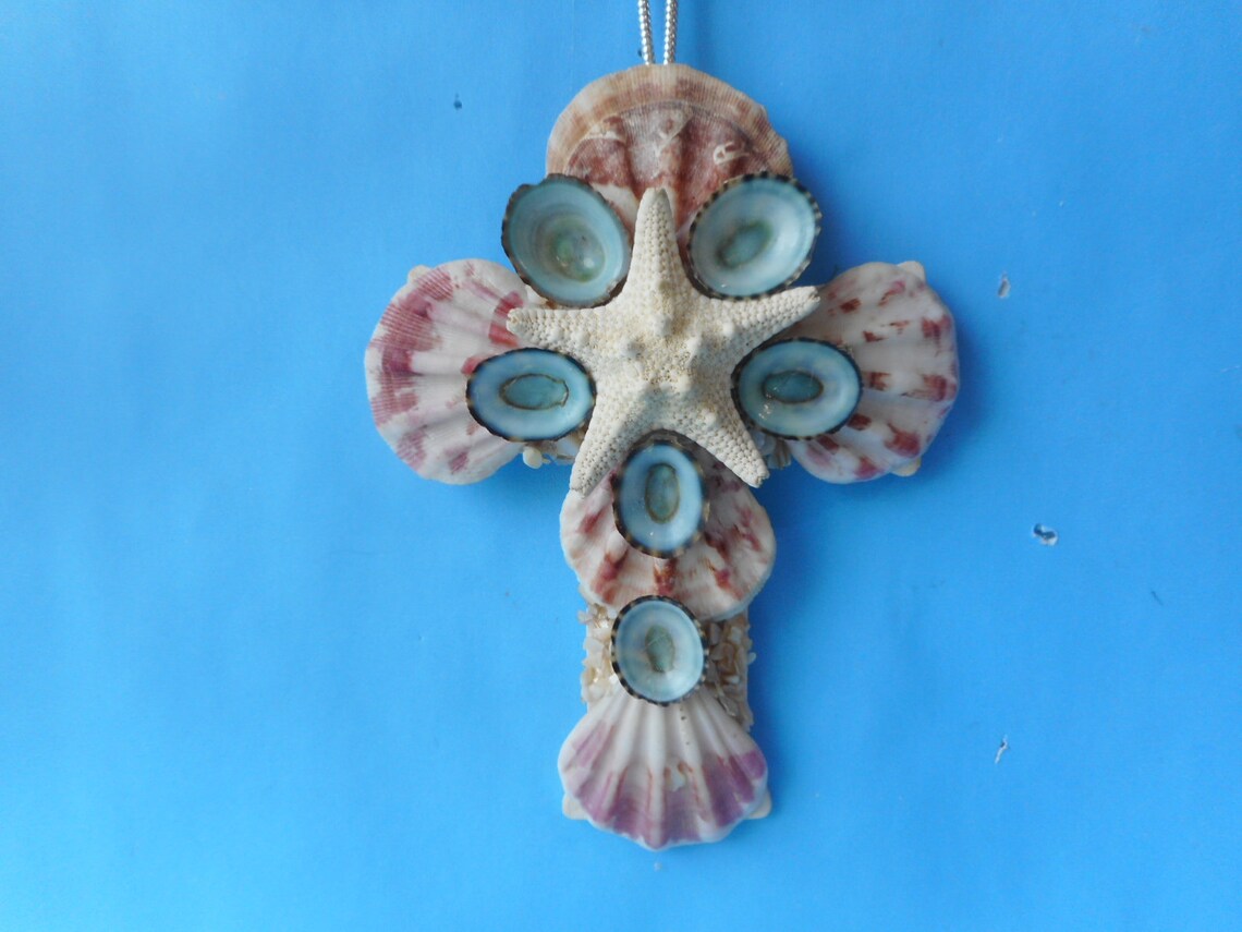 Cross Sea Shell Ornaments-coastal Ornament Coastal Christmas - Etsy
