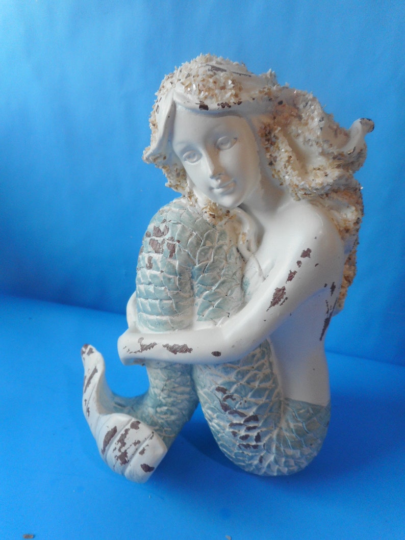 Stunning Sea Shell Mermaid Statue Coastal Home Decor-mermaid - Etsy