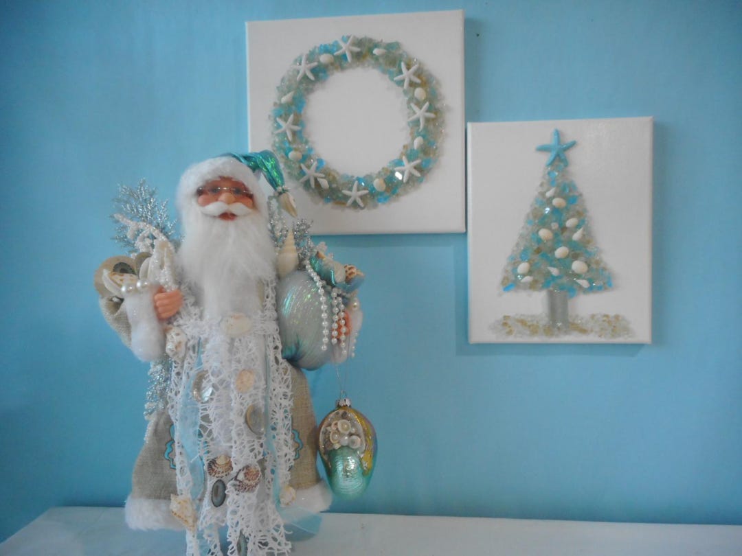 Beach Santa-coastal Santa- Seashell Santa-coastal Nautical Christmas ...