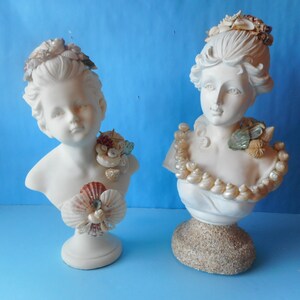 SeaShell Art Bust Sculpture Coastal Home Decor | Etsy