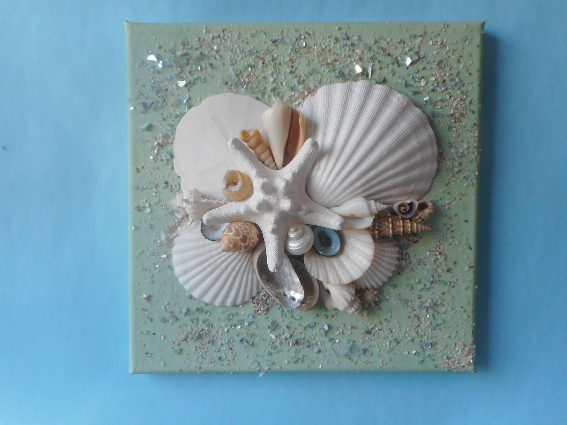 Seashell Beach Canvas Wall Art - Coastal Nautical Beach Home Decor - Etsy
