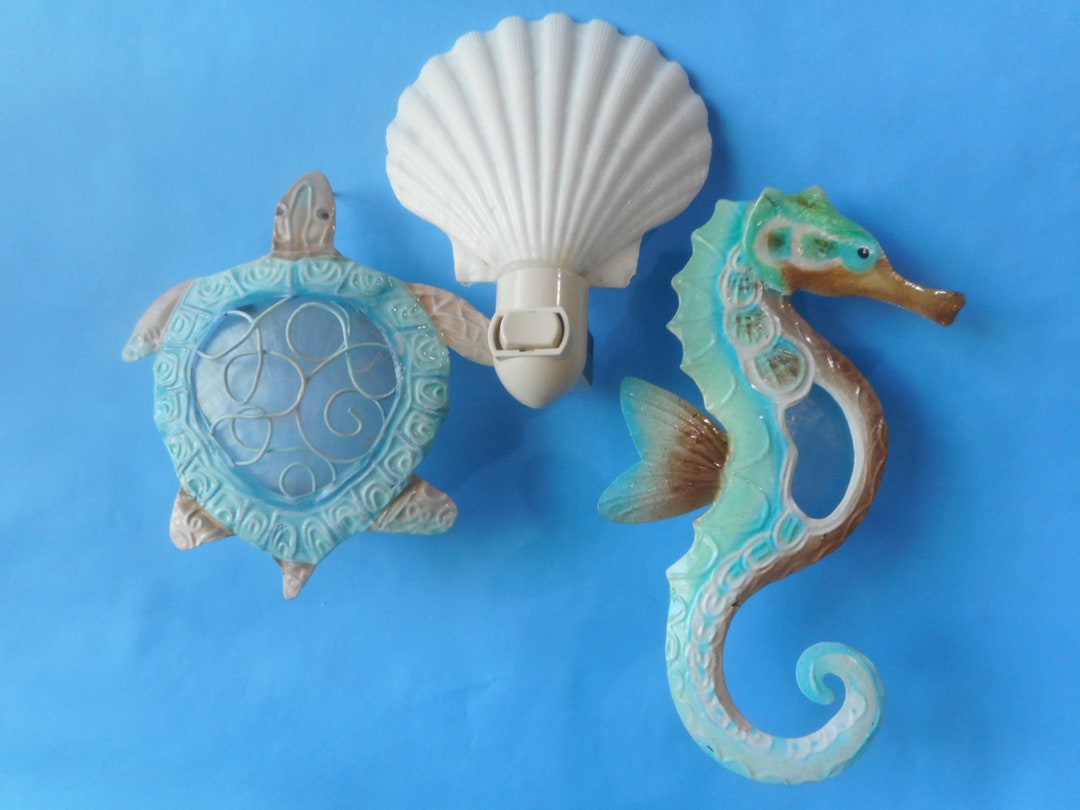Sea Shell Night Lights-coastal Beach Lighting-seashell Art - Etsy