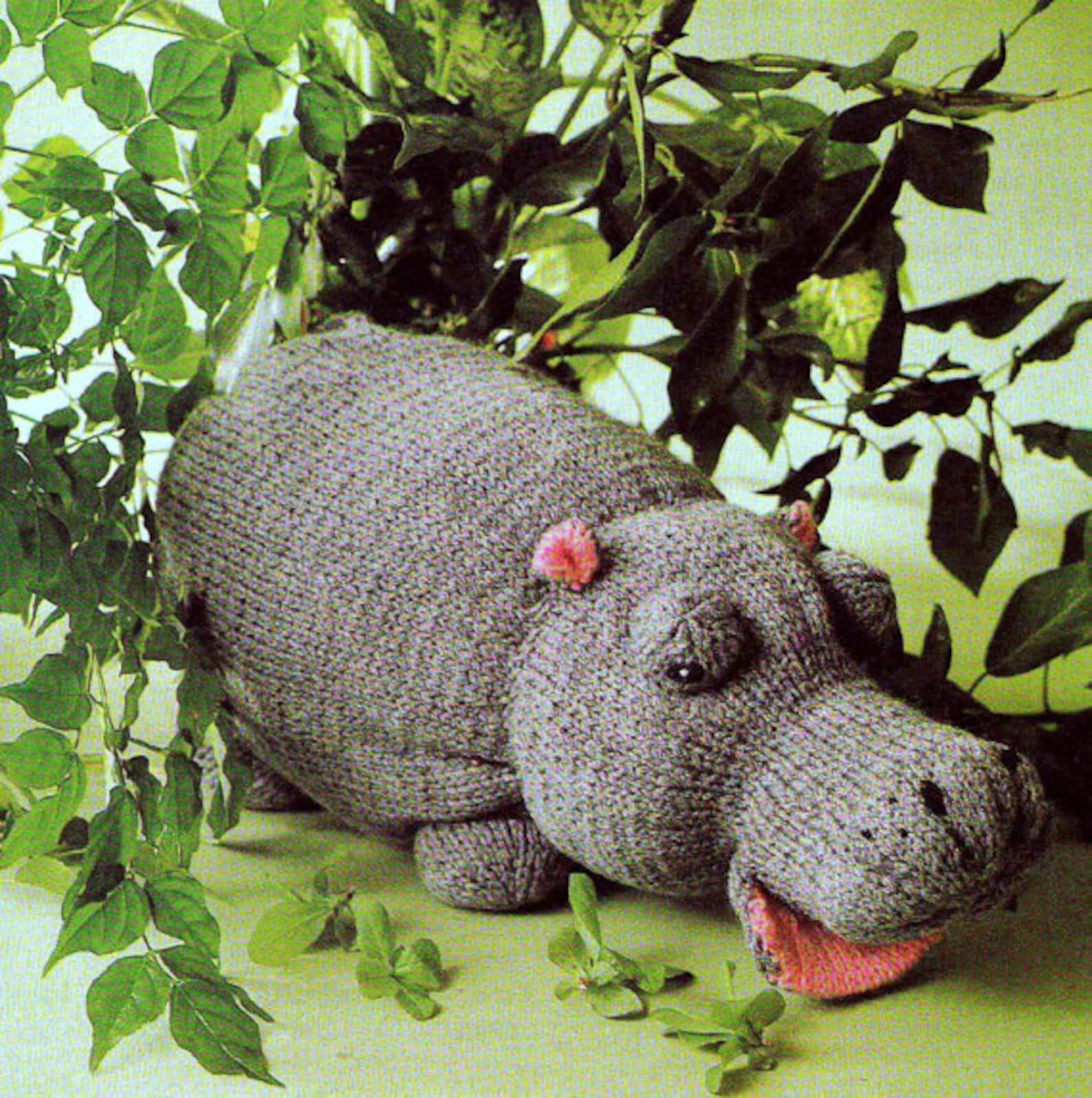 SALE *** PDF Vintage Knitting Pattern Hippo Zoo Safari Animal Soft Toy ...