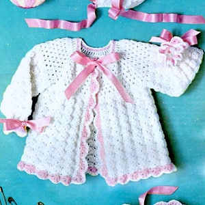Vintage Crochet Pattern PDF Baby Matinee Set Jacket Bonnet and - Etsy ...