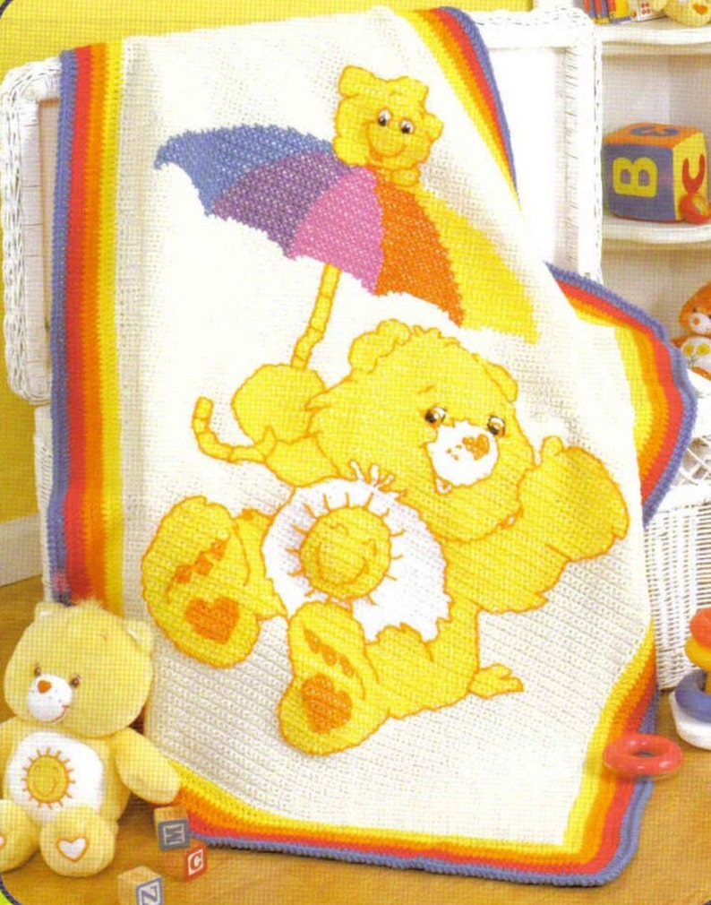 Vintage Crochet and Cross Stitch Pattern Care Bears Afghan - Etsy