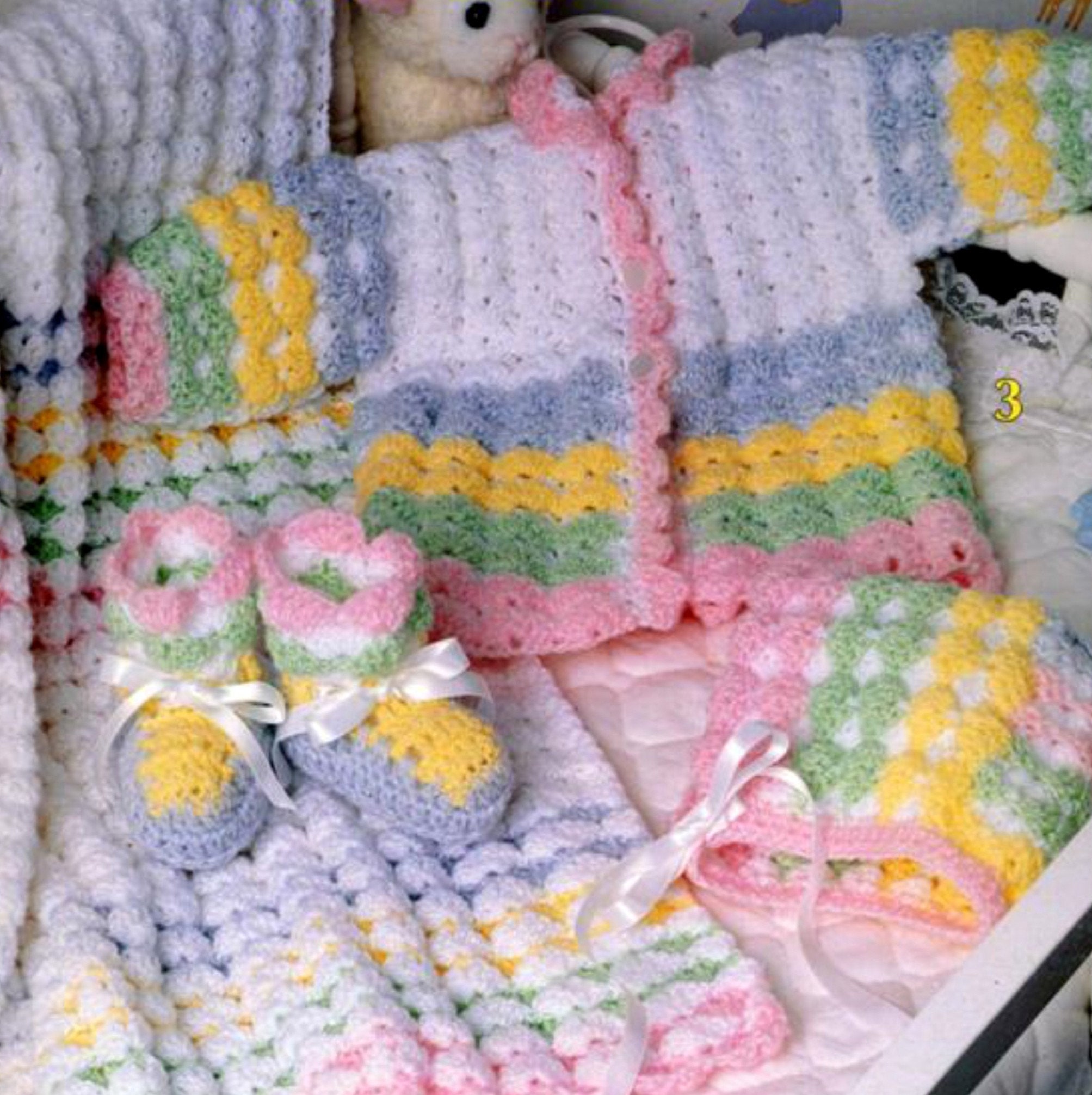 Vintage Crochet Pattern PDF Three Baby Matinee Sets Jacket - Etsy
