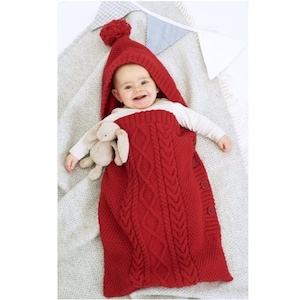 Knitting Pattern Baby Sleeping Bag Cocoon Sleep Sack Papoose Cable Aran ...