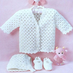 Vintage Crochet Pattern PDF Baby Matinee Set Jacket Bonnet | Etsy