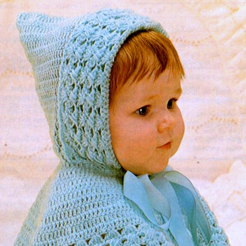 SALE *** Vintage Crochet Pattern PDF Baby Cape With Hood Cloak Wrap ...