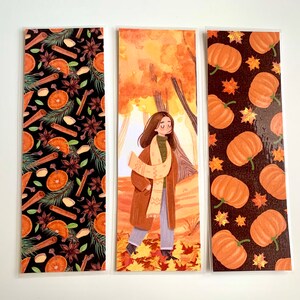 Fall Autumn Halloween Aesthetic Bookmark SET 3 Fall Themed Cute ...