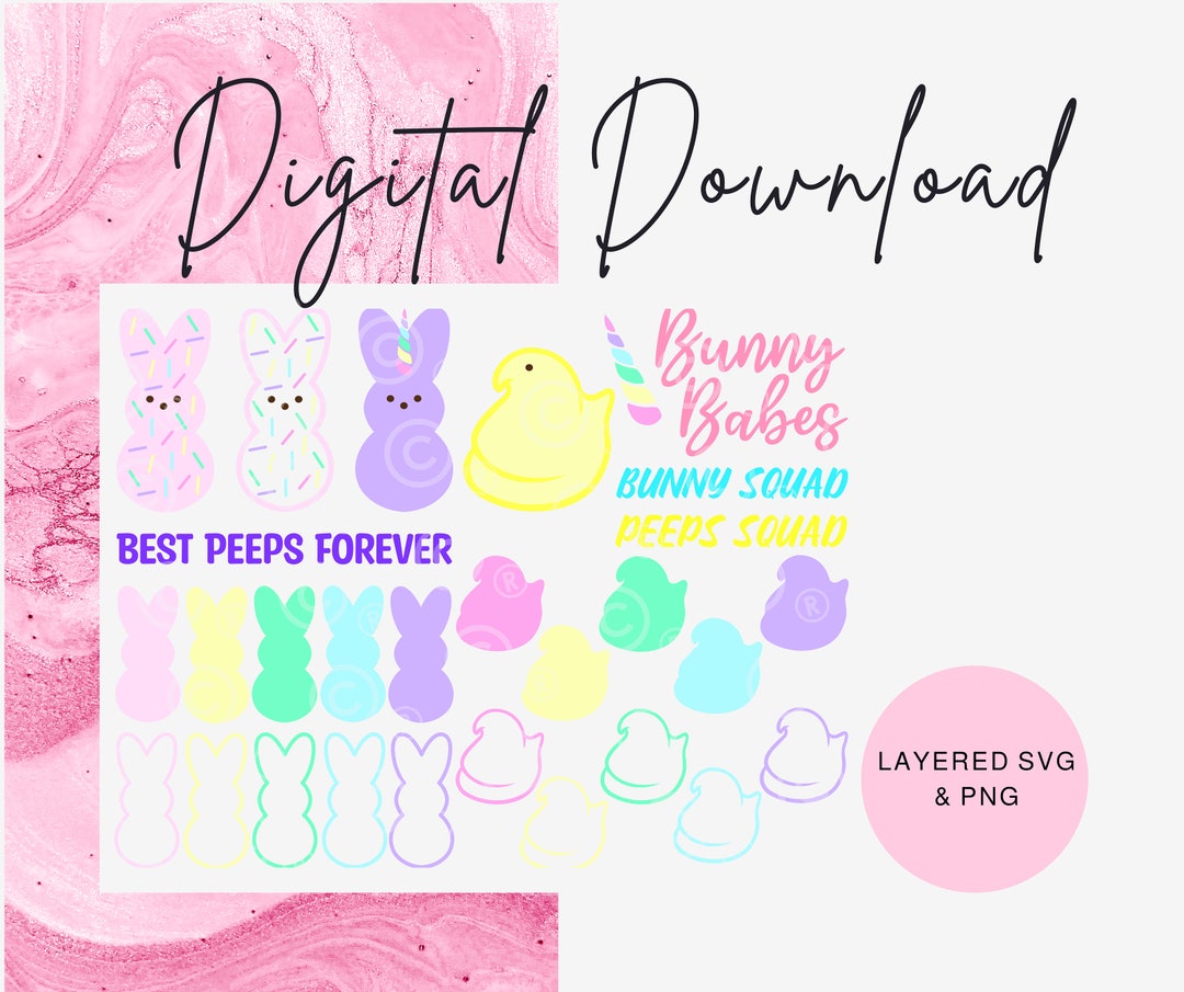 Marshmallow Bunny Chick SVG PNG Cricut Cut Files for Easter Vinyl ...