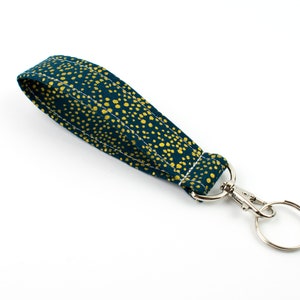 Geometric Fabric, Wristlet Keychain, Polka Dot Key Fob, Vegan Key Strap ...