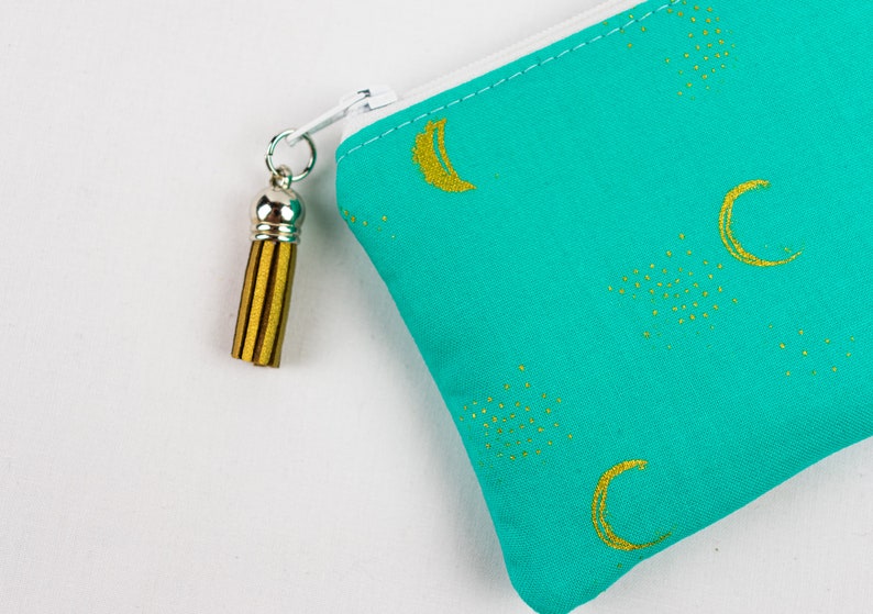 Moon ID Wallet Small Keychain Wallet Gold ID Holder Moon | Etsy
