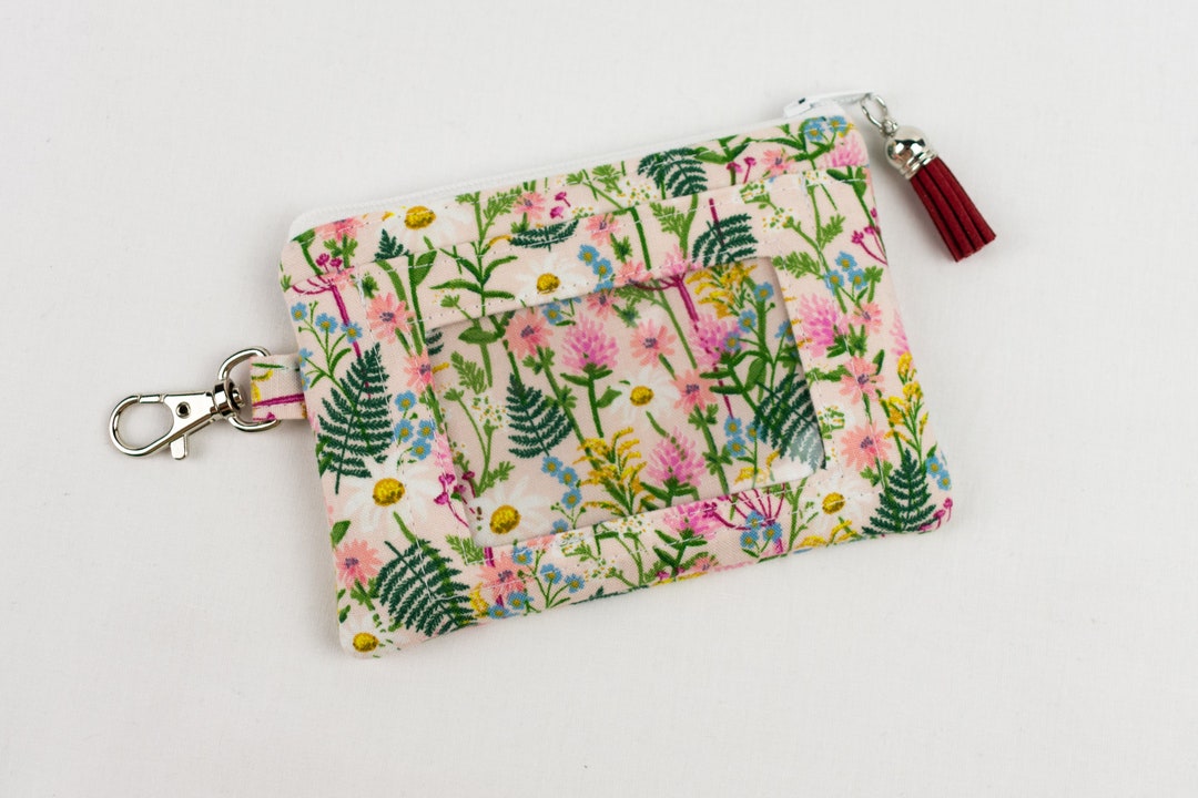 Daisy ID Wallet Floral Keychain Wallet Teacher ID Wallet - Etsy