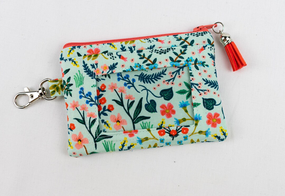 Blue Floral Lanyard Wallet Small Keychain Wallet Mini - Etsy