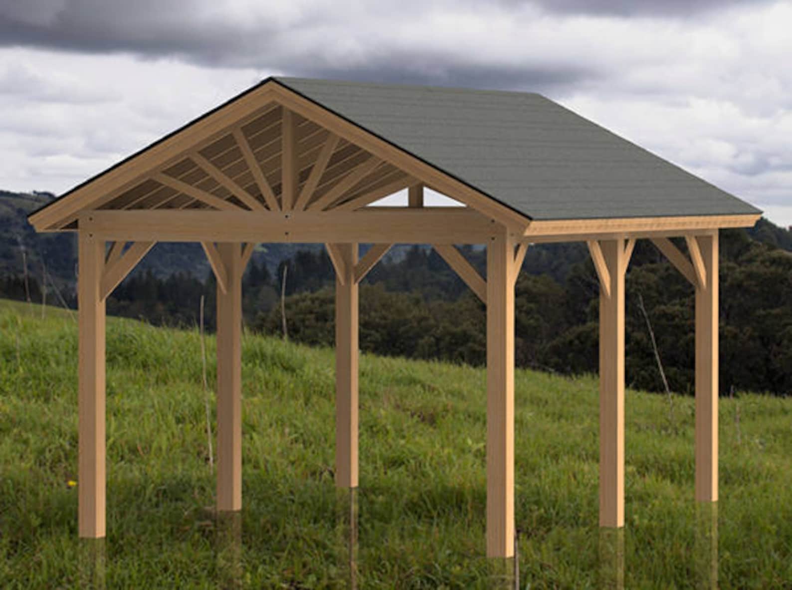 Gable Roof Gazebo Building Plans 14'x24' Perfect for Spas - Etsy