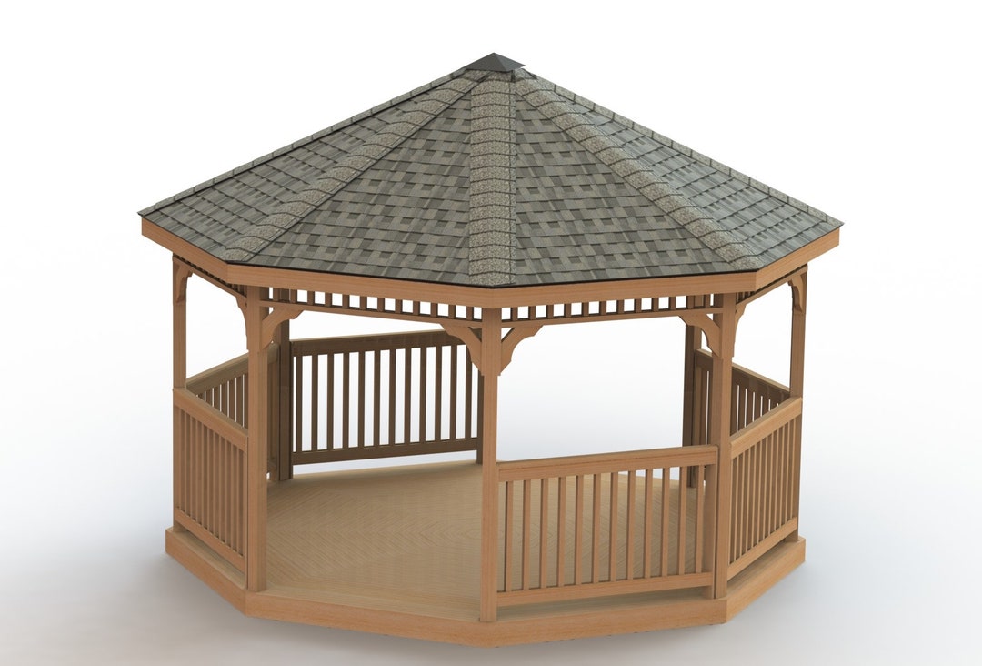 Gazebo Downloadable Building Plans - Octagon - 14 X 14 - Etsy