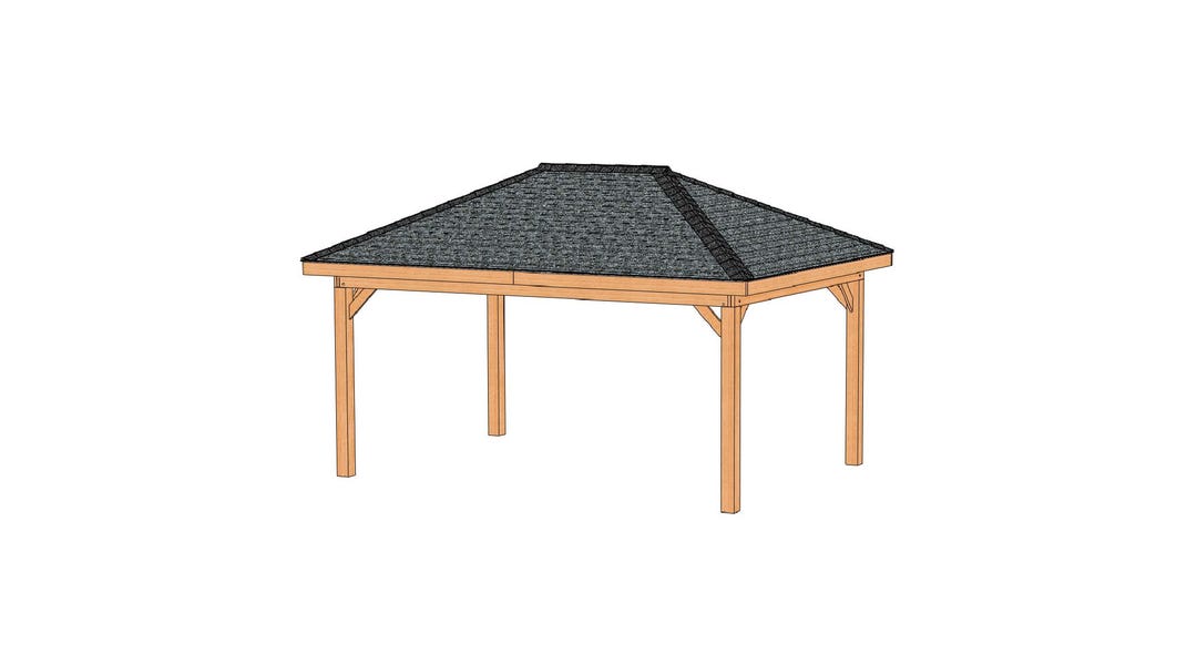 Hip Roof Gazebo Building Plans 14' X 20' - Four Posts - Etsy
