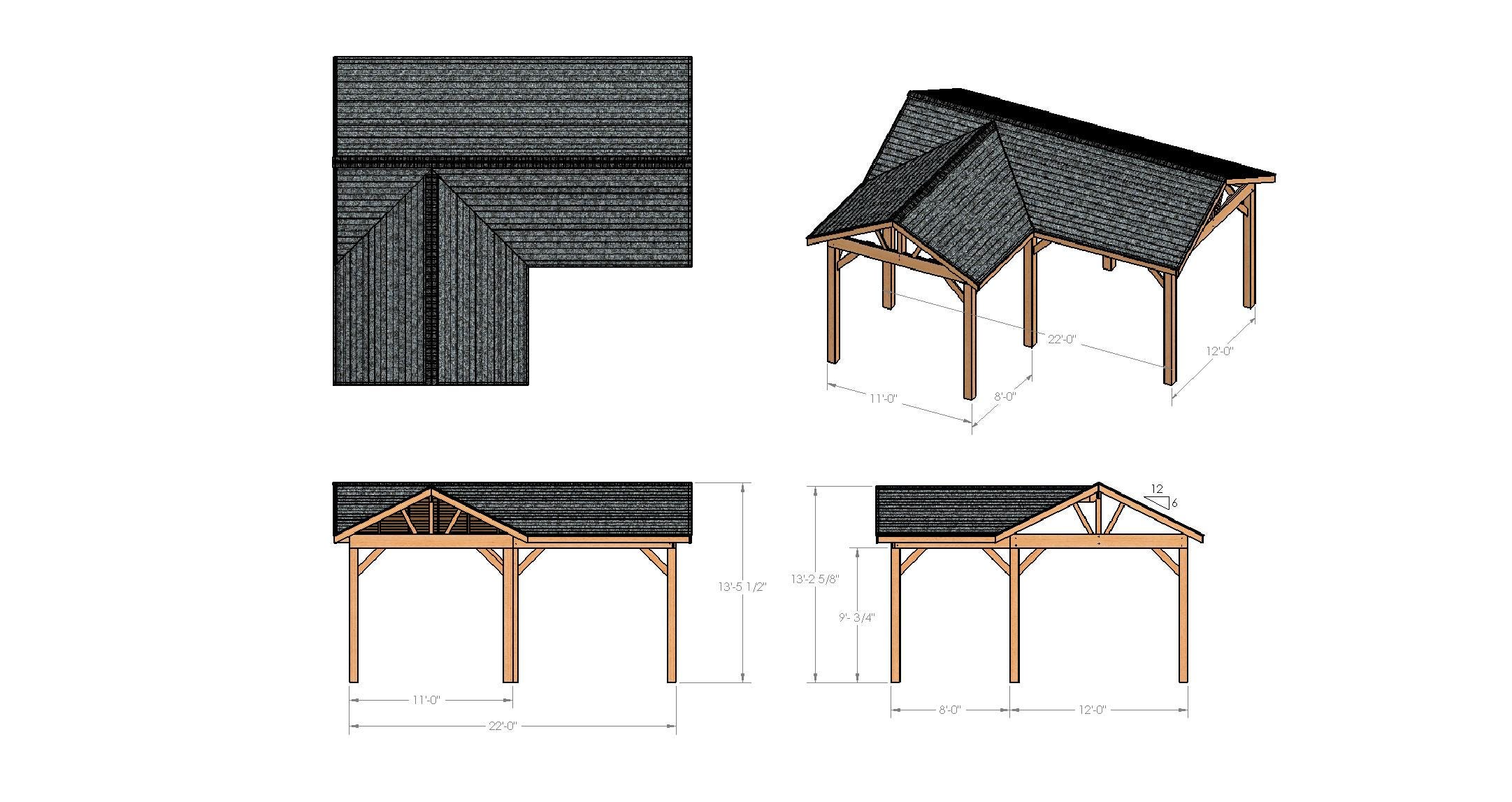 L Shaped Gazebo Building Plans 22' X 12' X 8' - Etsy