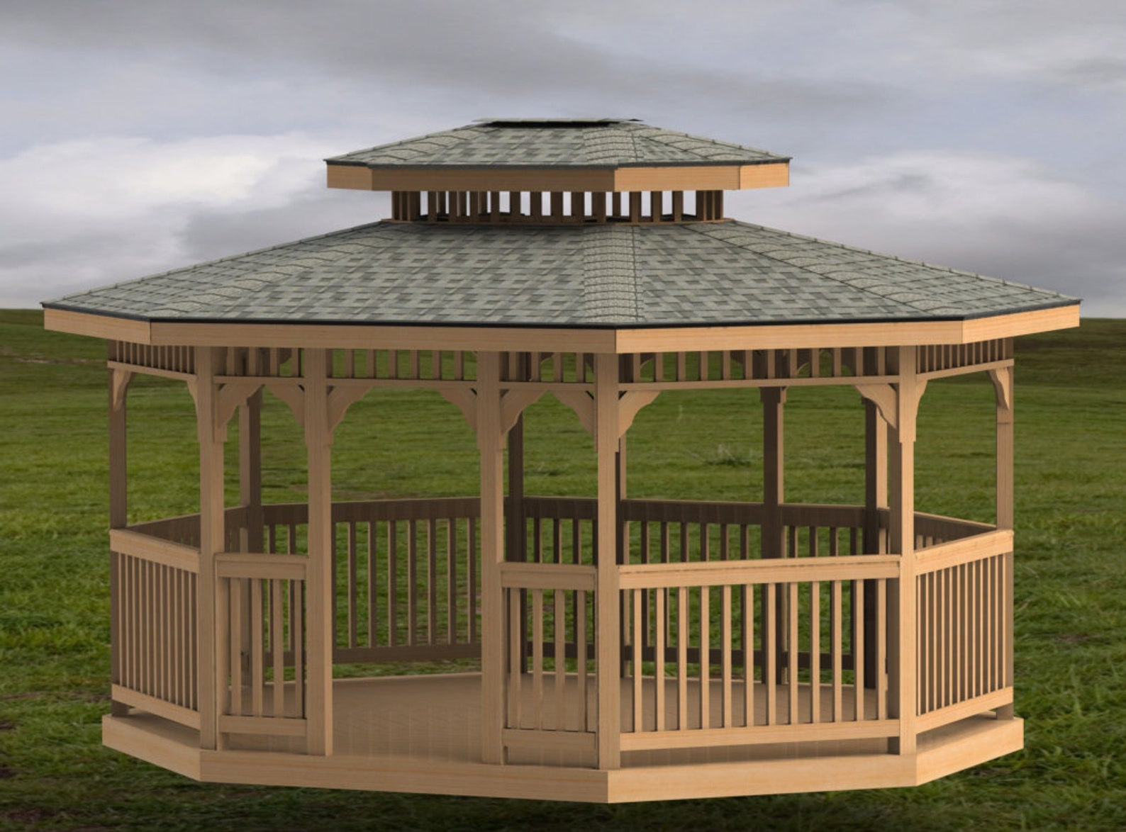 Oval Garden Gazebo Building Plans Double Hip Roof - 14 X 16 - Etsy