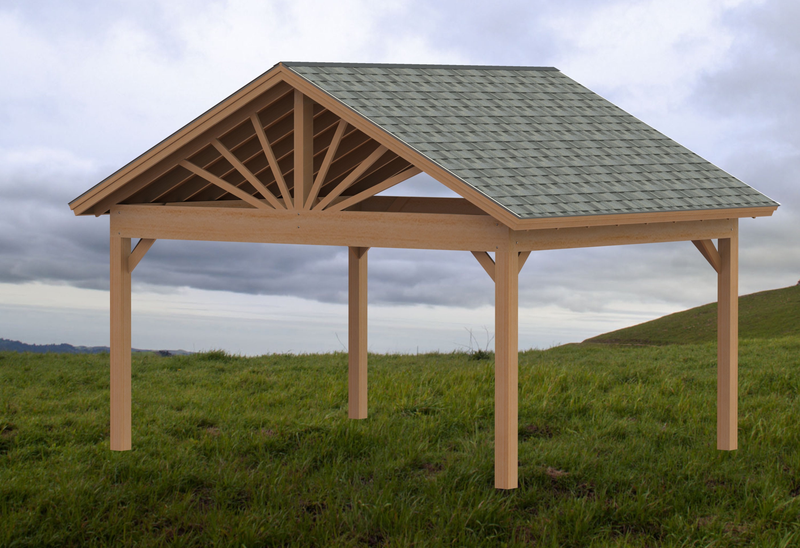 Gable Roof Gazebo Building Plans 20'x16' Perfect for Spas - Etsy