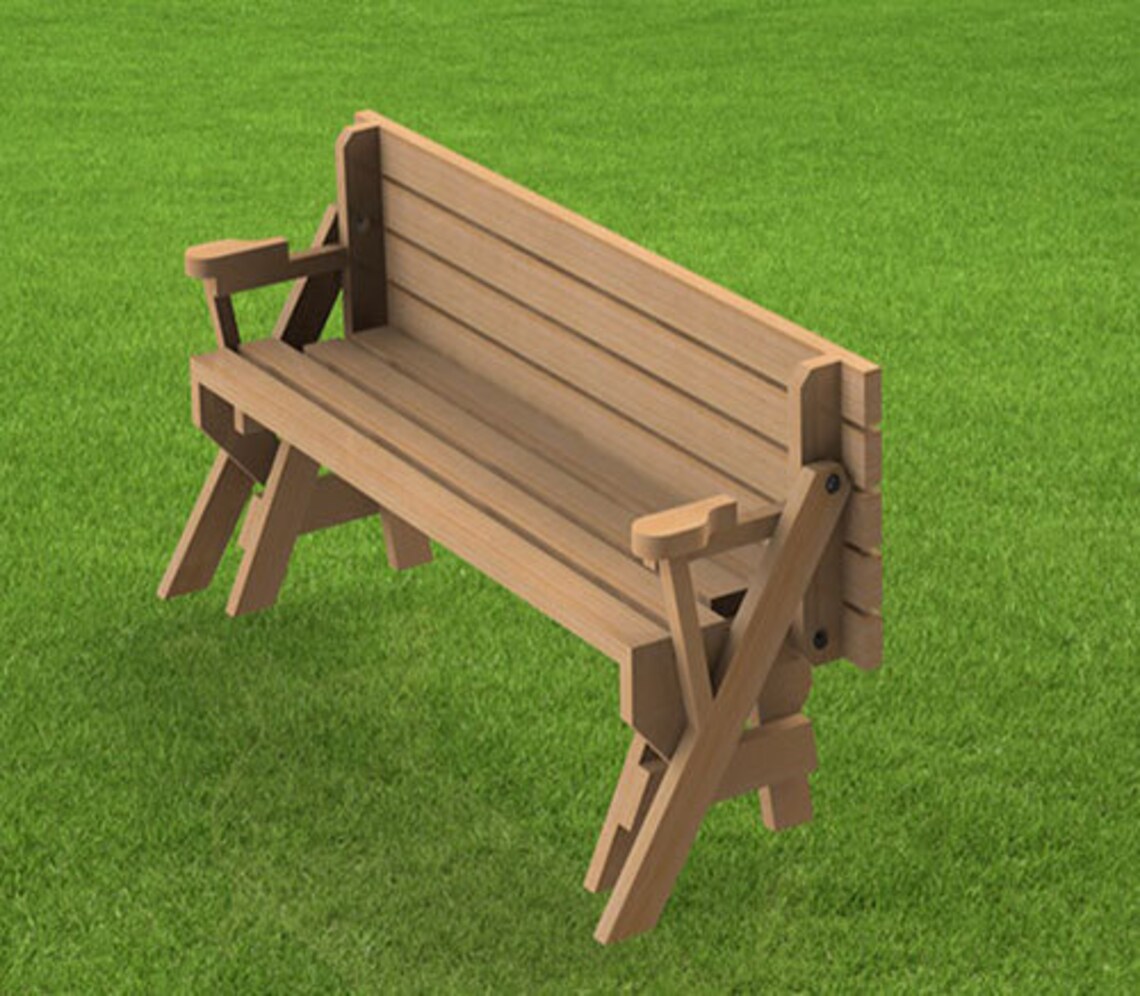 Folding Bench and Picnic Table Combination Woodworking Building Plans ...
