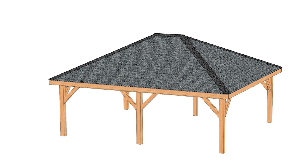 Hip Roof Gazebo Building Plans 20' X 24' With Permit Drawings - Etsy